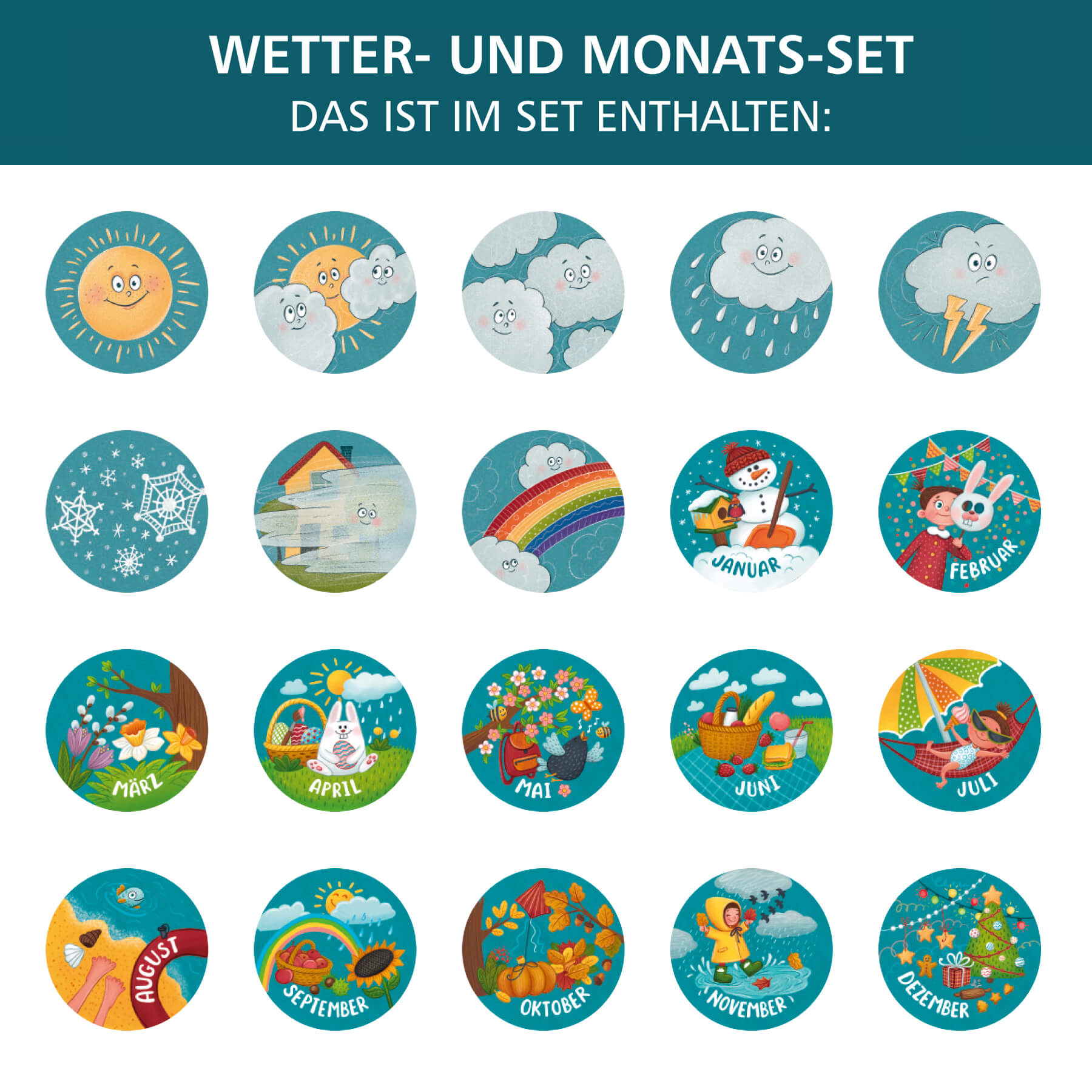 Wetter- und Monats - Set von WolffKids - Wochenplaner - Alltagsschätze